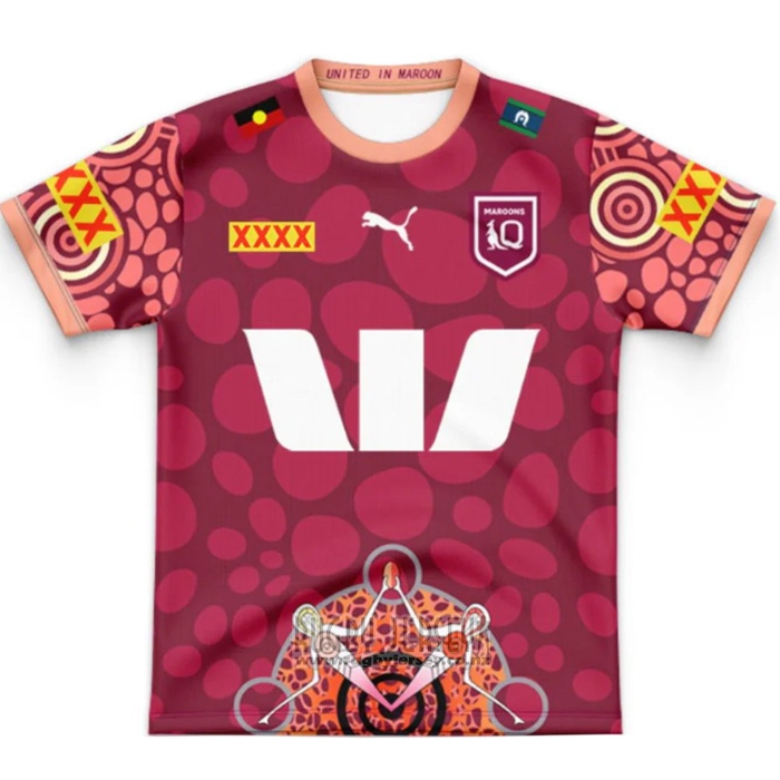 Jersey Kid's Queensland Maroons Rugby 2024 Indigenous | RUGBYJERSEY.CO.NZ